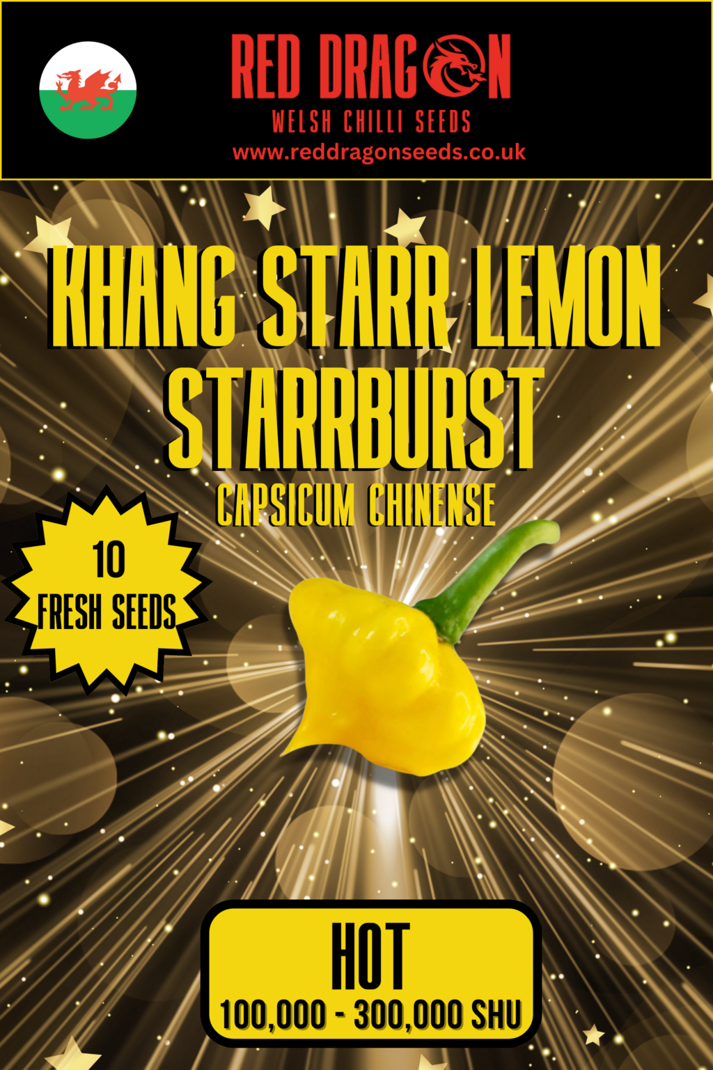KS Lemon Starrburst Chilli Seeds - Khang Starr KSLS Pepper Seeds - Red Dragon Seeds