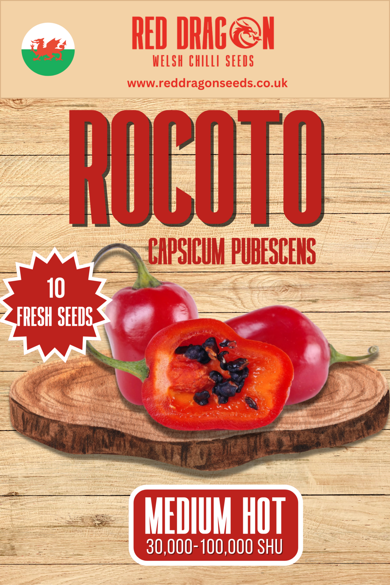 Rocoto Red Chilli Seeds - Rocoto Red Pepper Seeds - Red Dragon Seeds