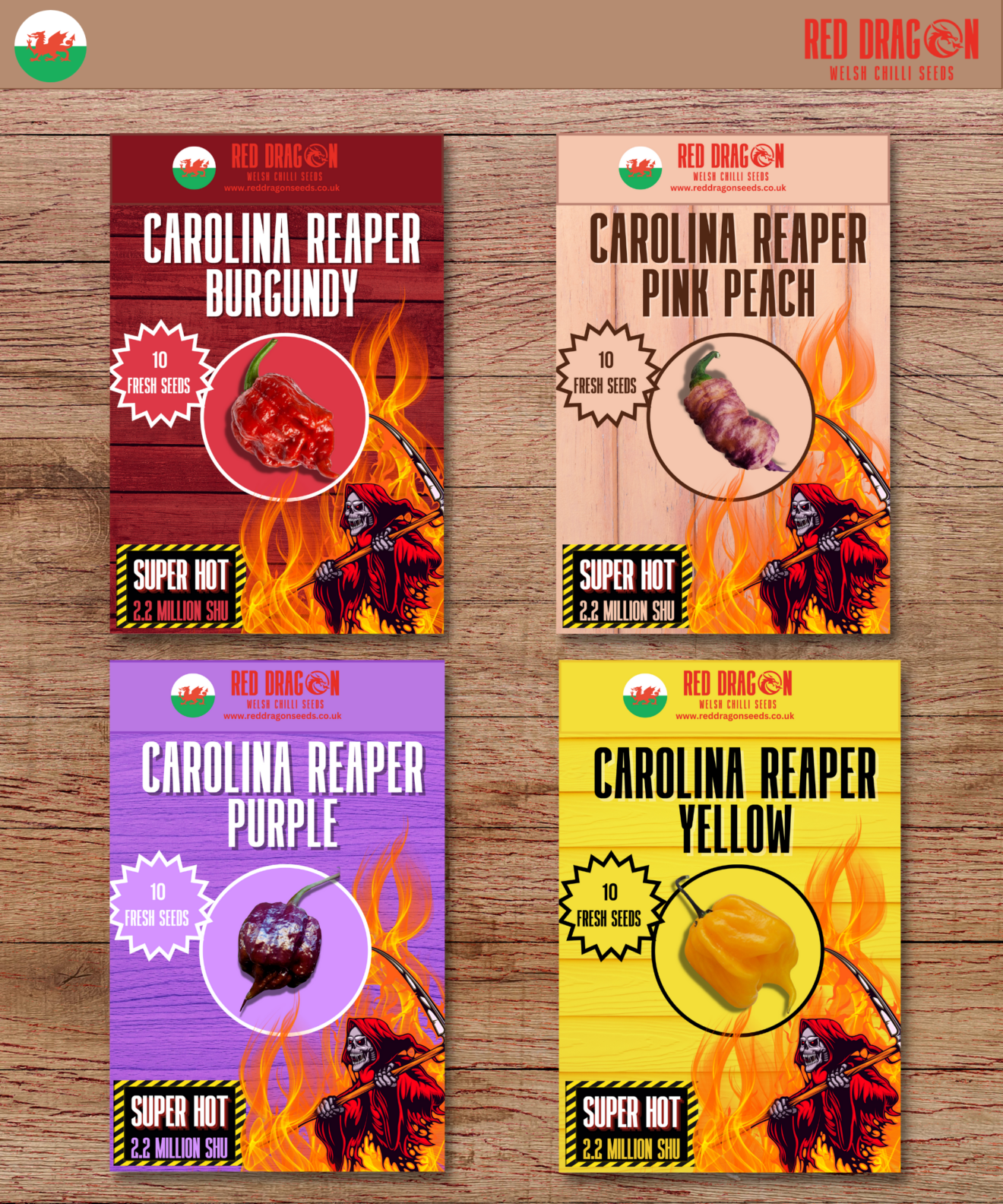 Carolina Reaper Variety Pack Chilli Seeds - 8 Colours of The Carolina ...