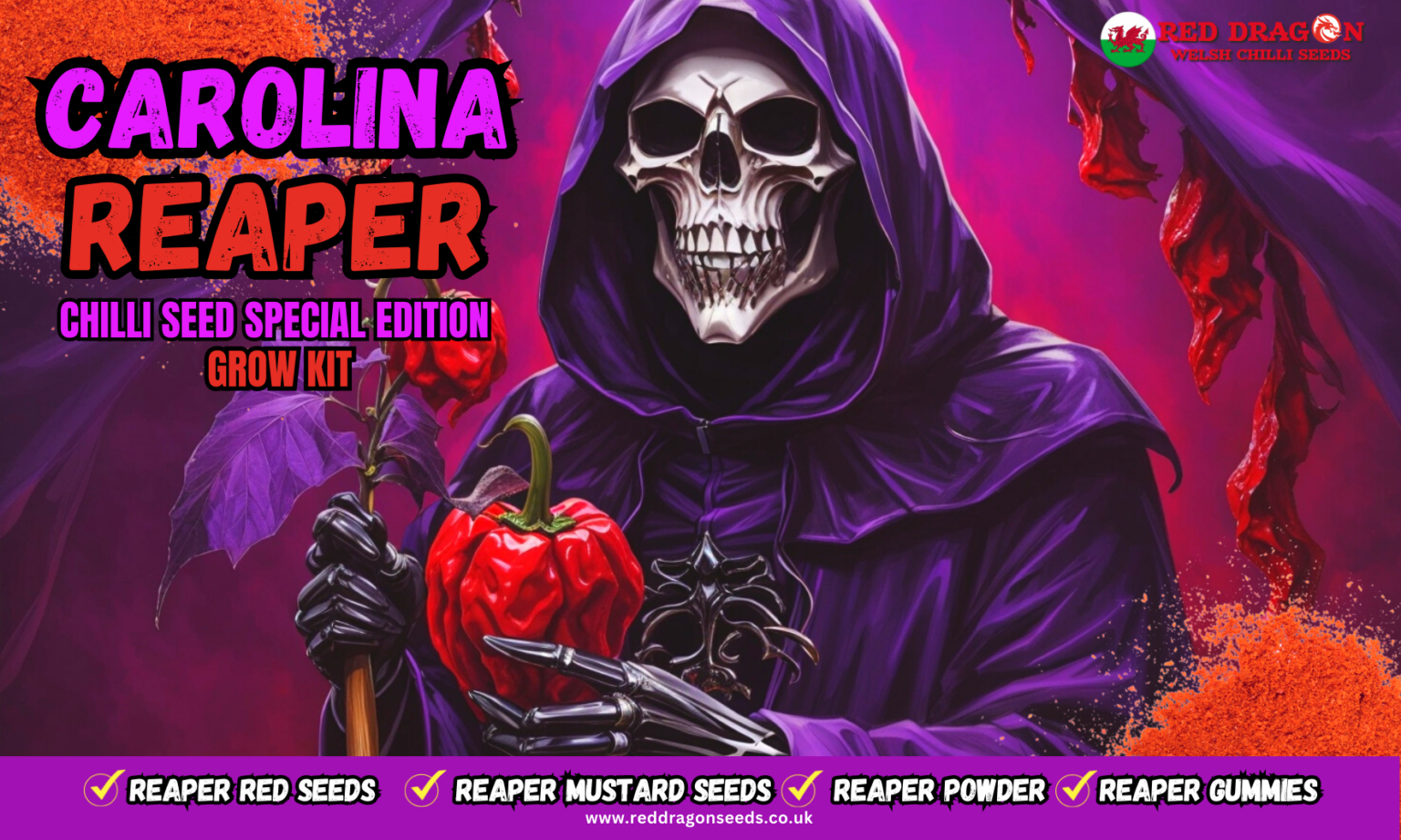 Carolina Reaper Special Edition Set - Carolina Reaper Seeds, Powder ...