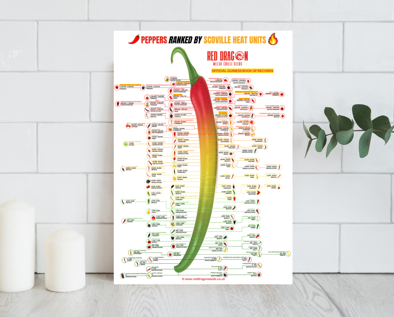 Scoville Chart Poster - A2 Laminated Scoville Chart with over 120 ...