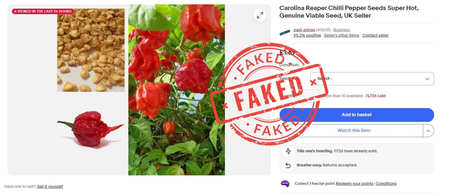 Fake Carolina Reaper Seeds on Ebay - Beware of Fake Seeds from Past ...