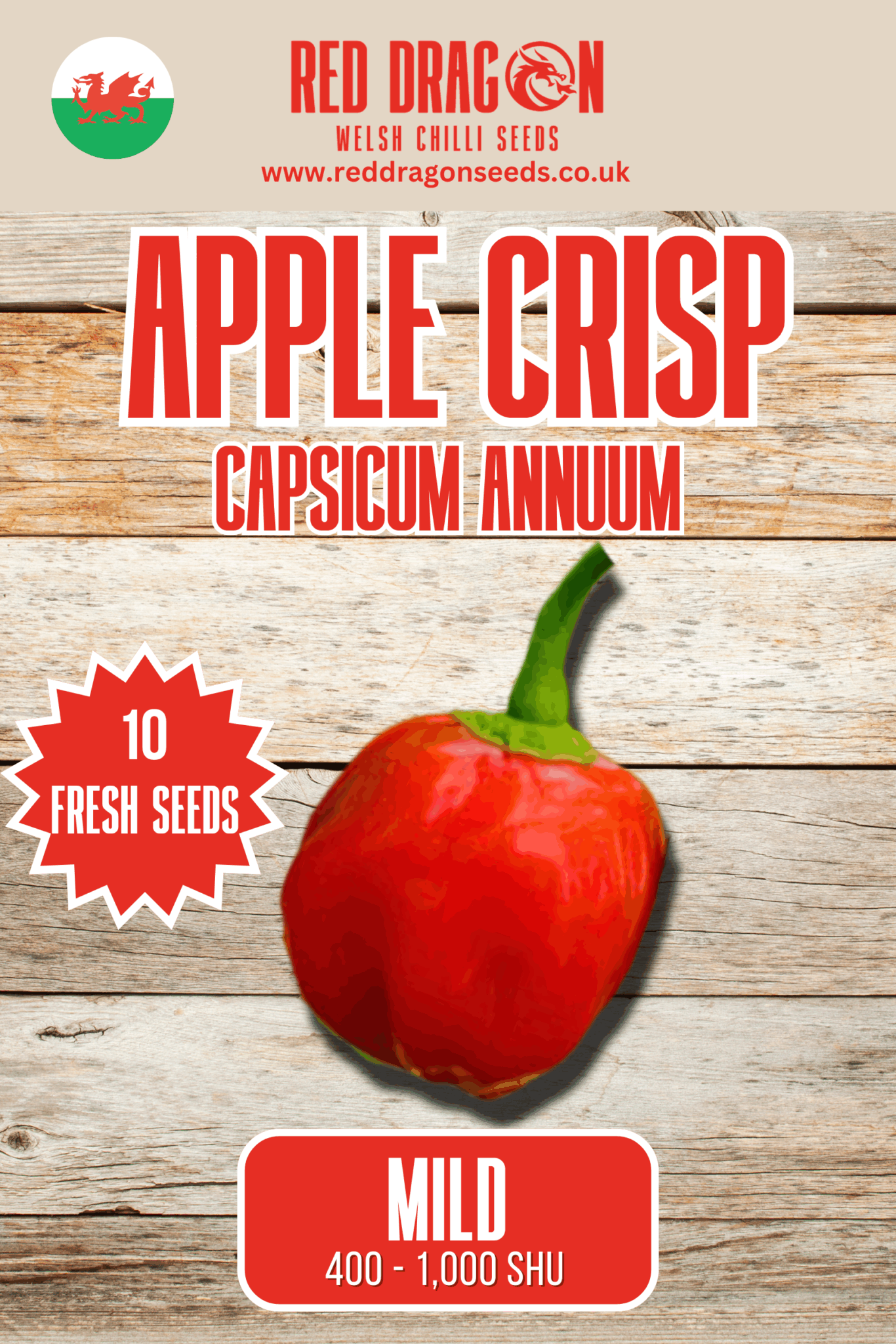 Apple Crisp Chilli Seeds - Apple Crisp Pepper Seeds - Red Dragon Seeds