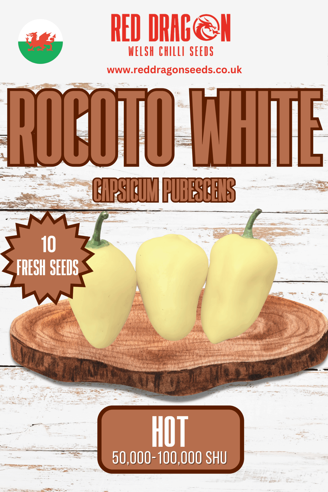 Rocoto White Chilli Seeds - Rocoto White Pepper Seeds - Red Dragon Seeds